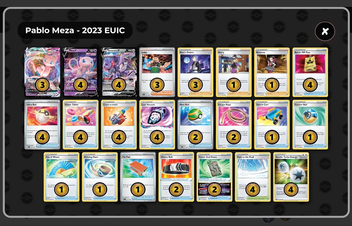 PTCG Legends on Twitter: "Pablo Meza's Top 4 #EUIC2023 list! Congrats @tablemon on further ...