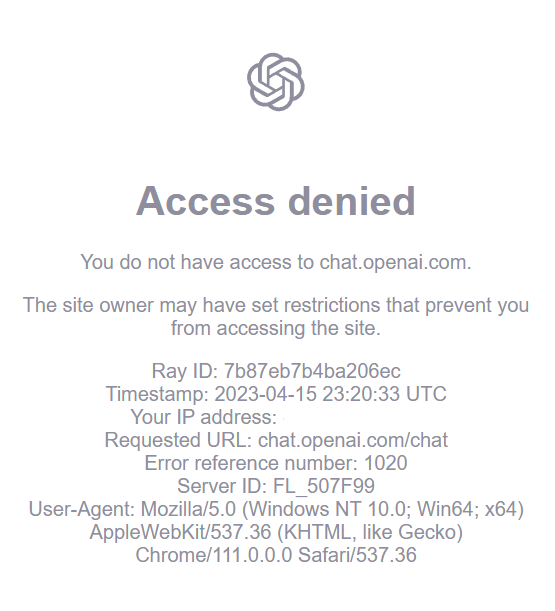 Liam Nucleus on Twitter: "An @OpenAI issue: depending on where you happen to access the internet ...