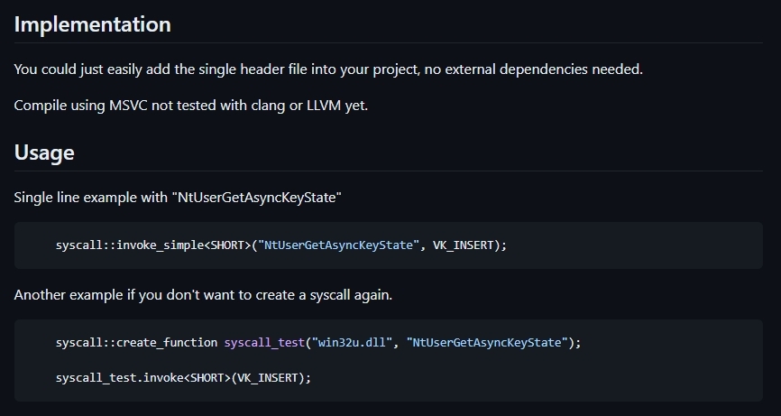 HackGit on Twitter: "direct-syscall A simple direct syscall wrapper written in C++ with ...