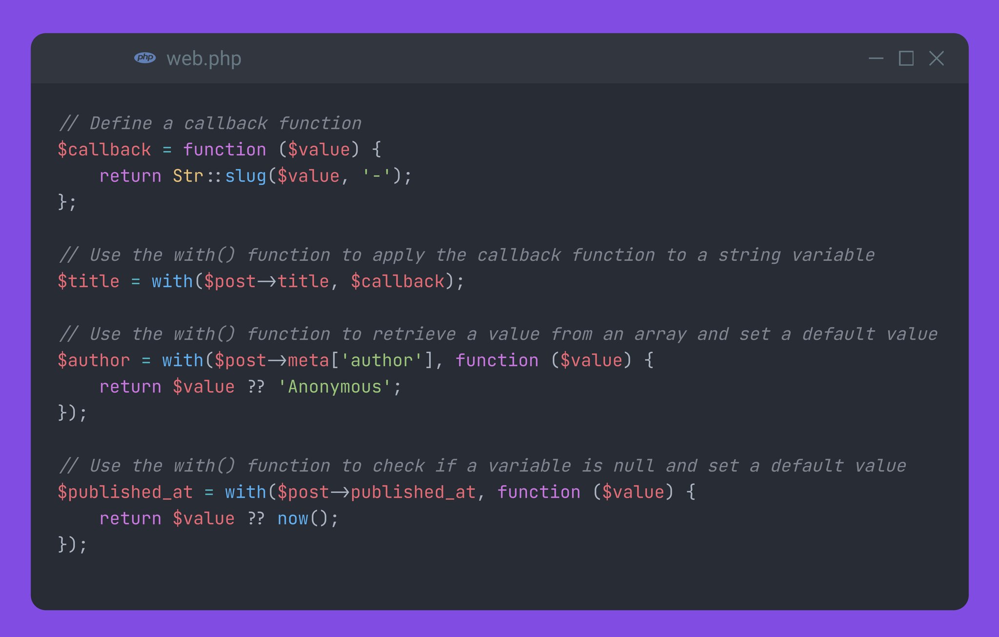 Punyapal Shah on Twitter: "💡 Did you know that in Laravel, the with() helper can be used to ...