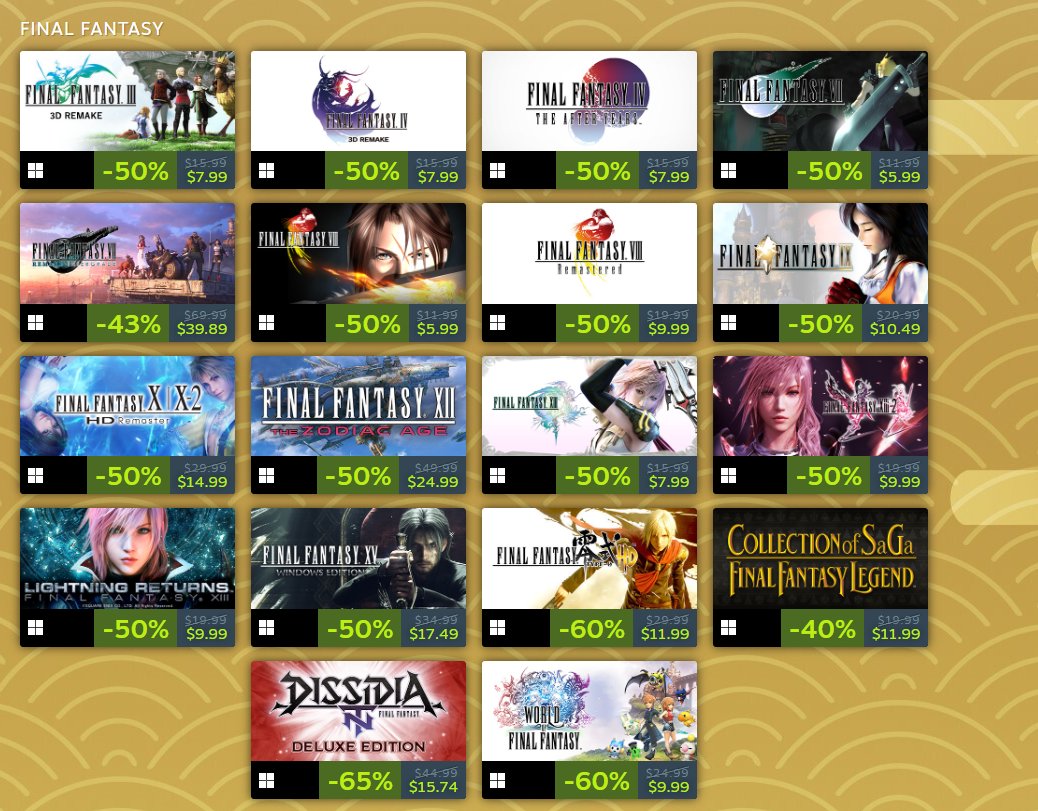Wario64 on Twitter: "Square Enix Golden Week sale on Steam https://bit.ly/3NrXaU1 GMG http://bit ...