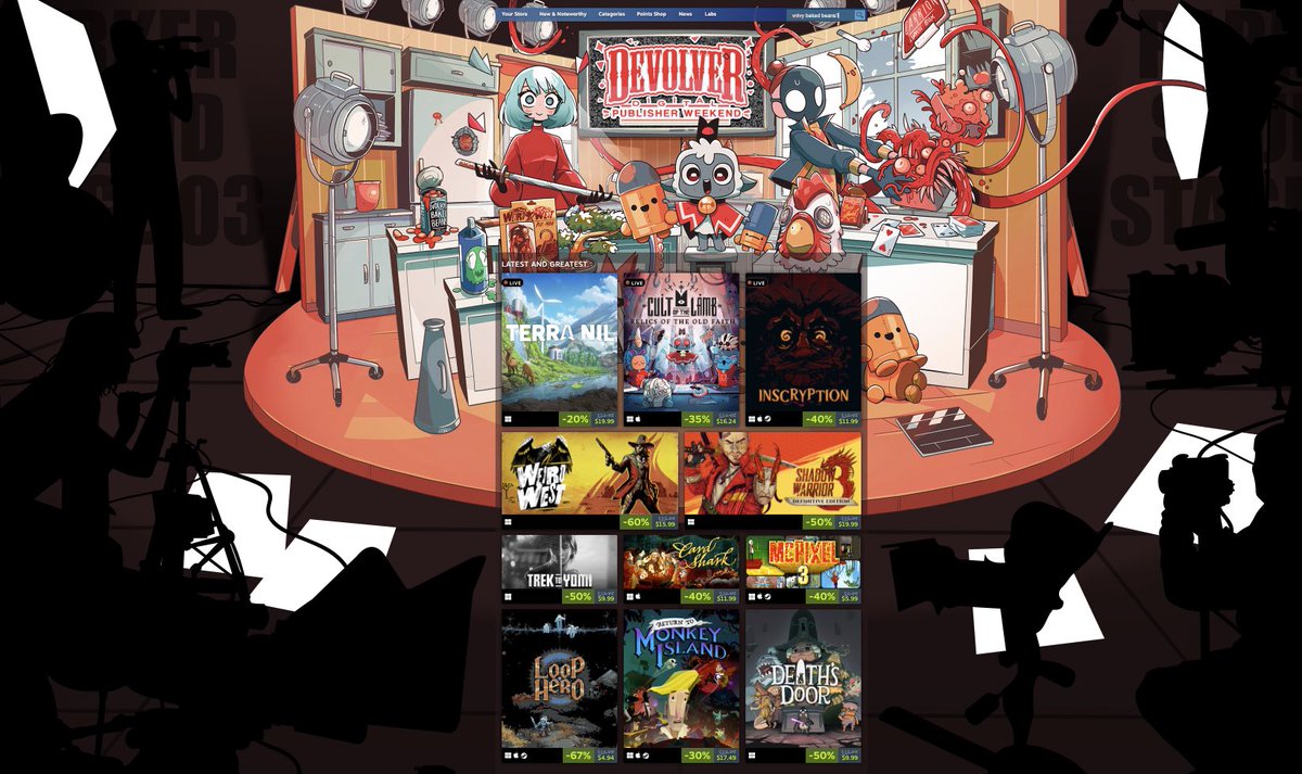 Devolver Digital on Twitter: "The Devolver Digital Publisher Sale is live on @Steam and rolling ...
