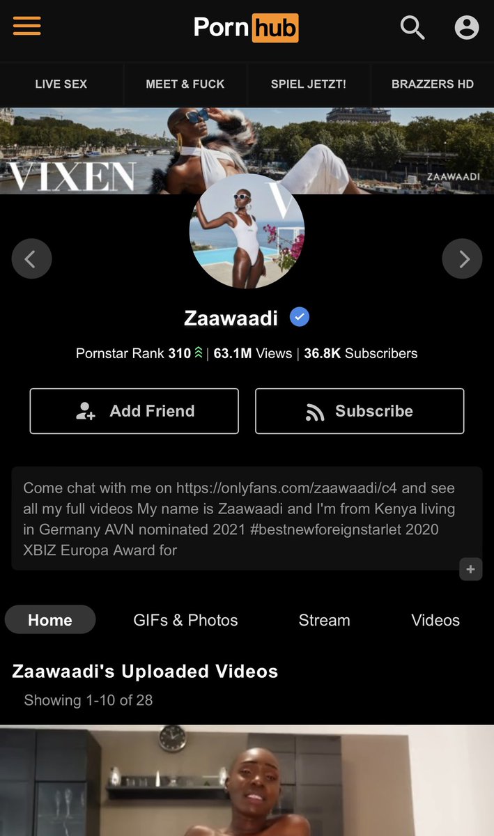 Zaawaadi 🇰🇪 I am 🇩🇪 𝟏𝟎𝟎𝐊 on Twitter: "Finally on @pornhub Subscribe for free Full length videos ...