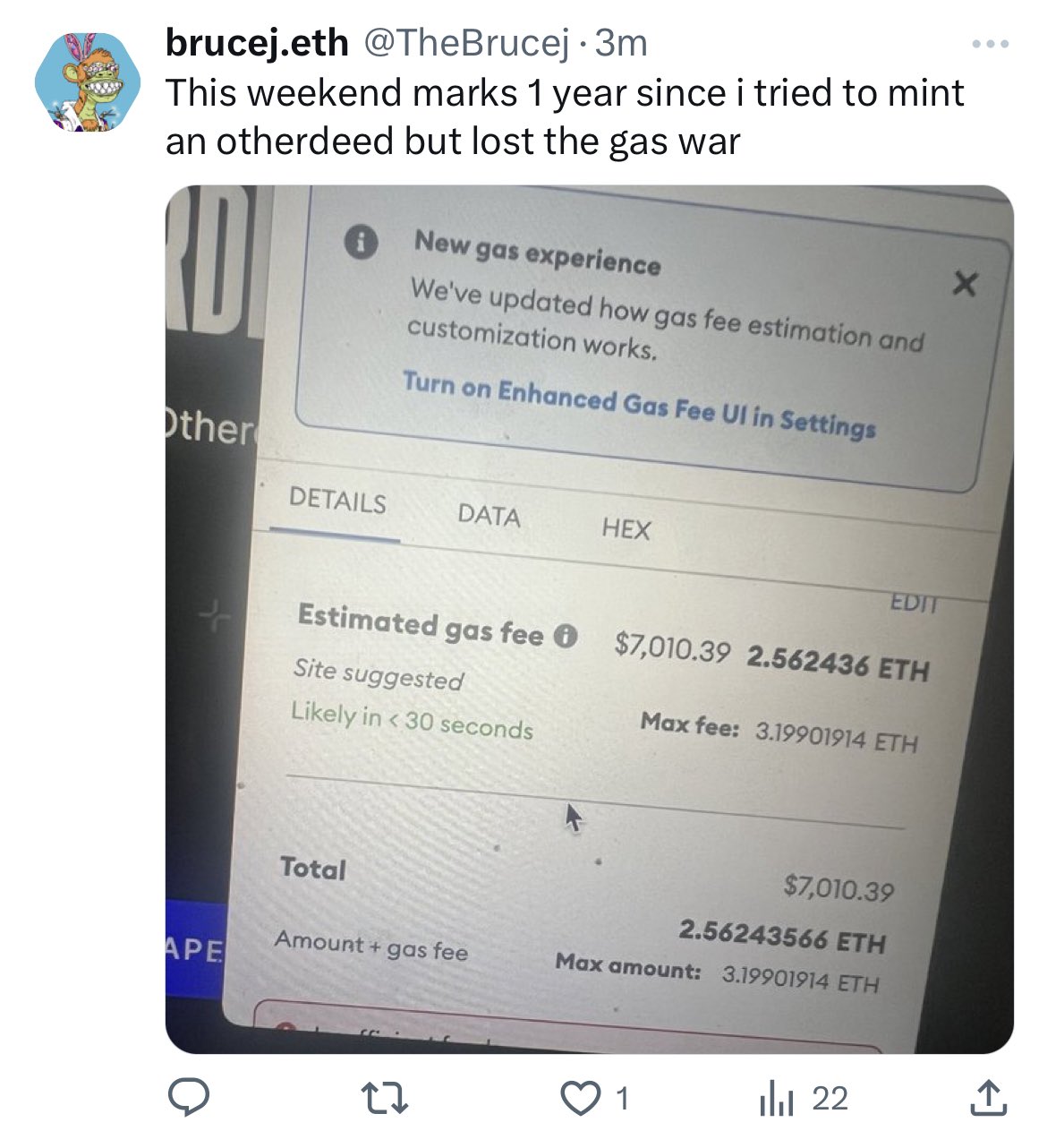 borovik.eth on Twitter: "Remember when eth gas was $7,000? https://t.co/280Bw8MLix" / Twitter