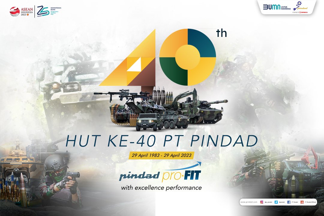 PT Pindad on Twitter: "29 April 2023, PT Pindad genap berusia 40 tahun sejak resmi beralih ...