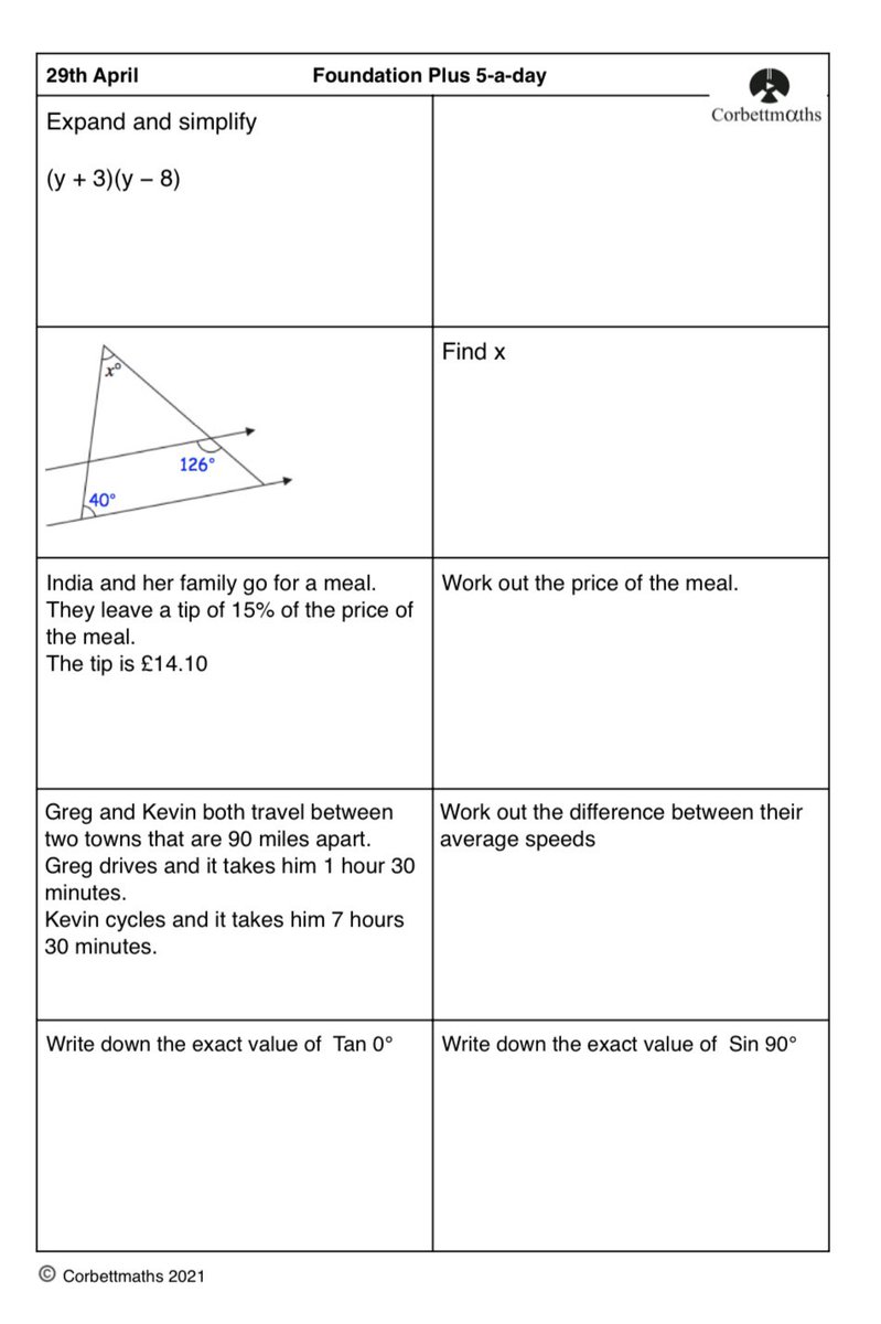 Corbettmaths on Twitter: "Studying for Foundation GCSE Maths? Try today's Foundation or the ...