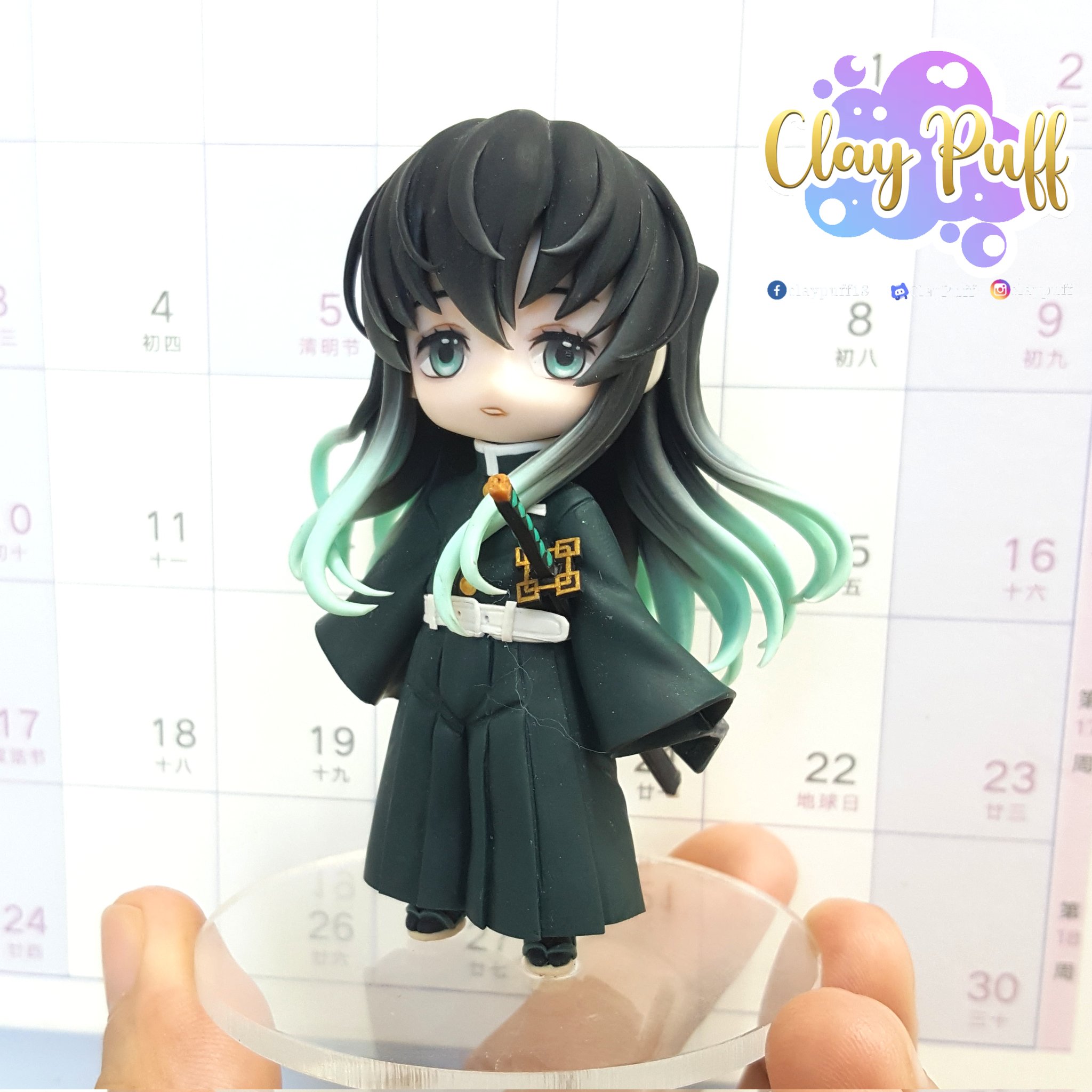 Cute Chibi Clay Regular Chibi Head Nametag Keychain | Handmade Clay