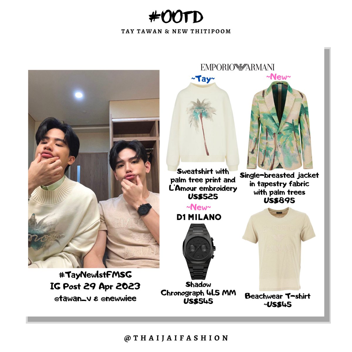 Thaijaifashion on Twitter: "OOTD of TayNew @tawan_v & @new_thitipoom #TayNew1stFMSG IG Post 29 ...