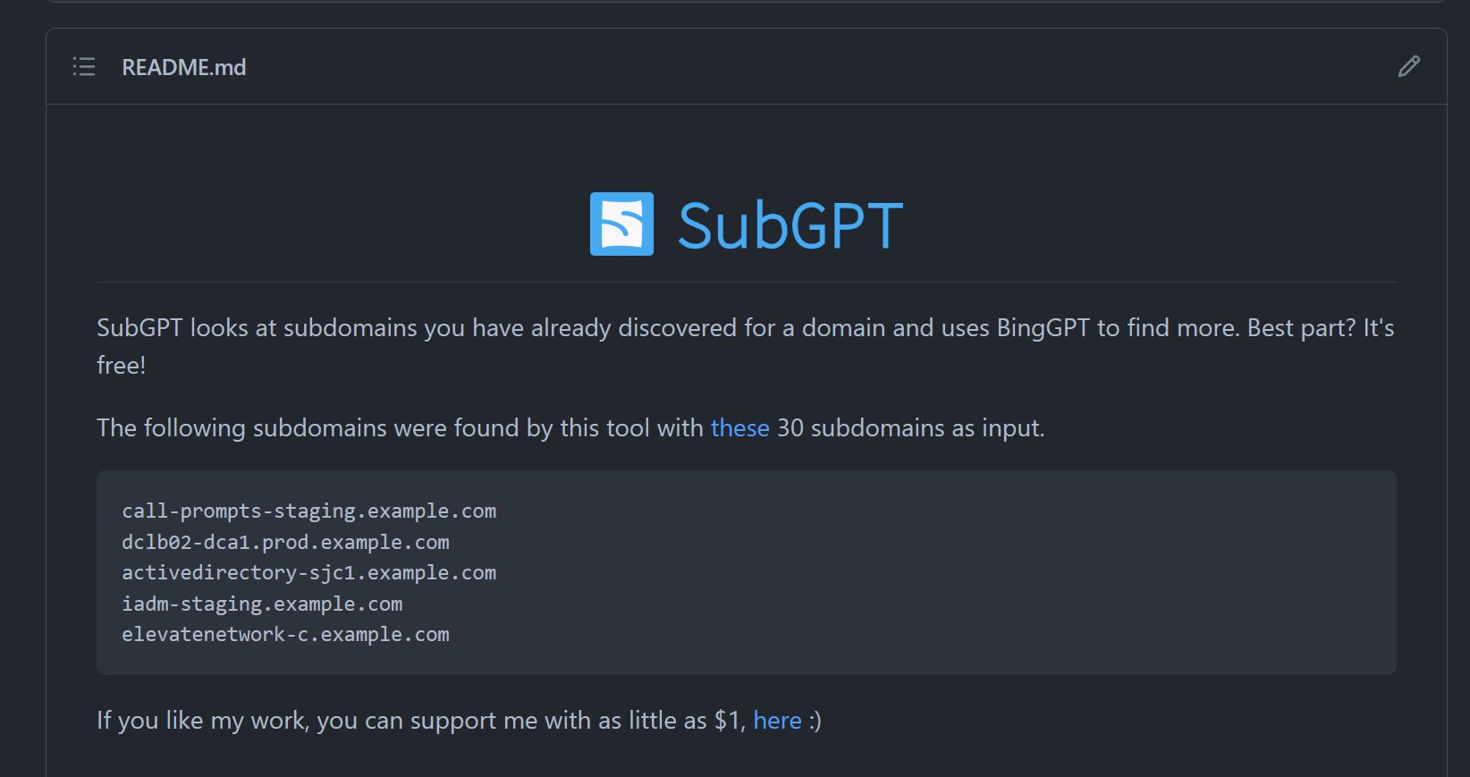 Somdev Sangwan on Twitter: "SubGPT is available for free now :) Good luck with your recon https ...