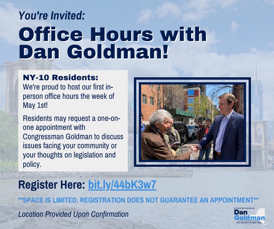 Rep. Dan Goldman on Twitter: "Constituent of NY-10? Do you want to attend our next office hours ...