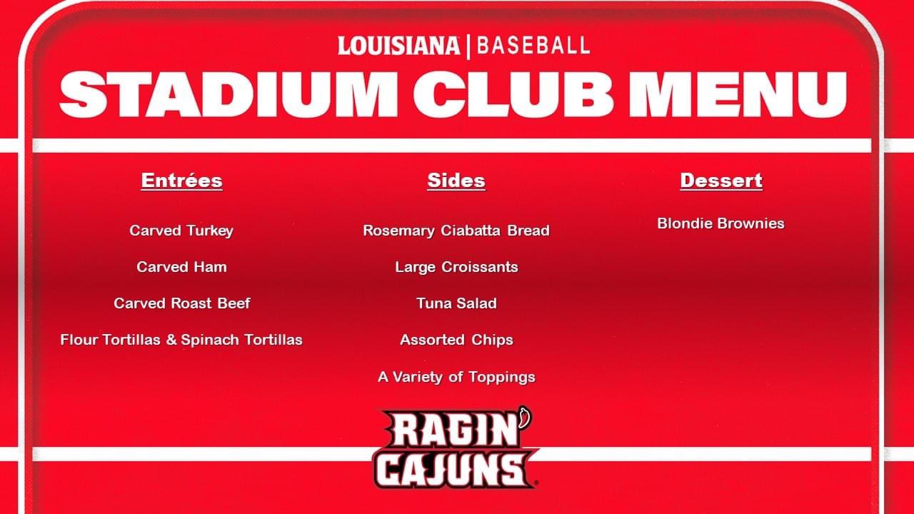 Stadium Club Menu