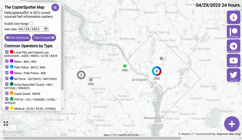 Helicopters of DC on Telegram on Twitter: "#CopterSpotter Daily 4/29 https://map.copterspotter.com"
