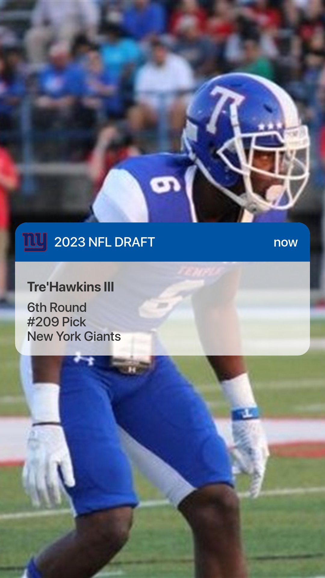 Temple Wildcats on Twitter: "Congratulations to Tre-Hawkins III as he was selected by the New ...