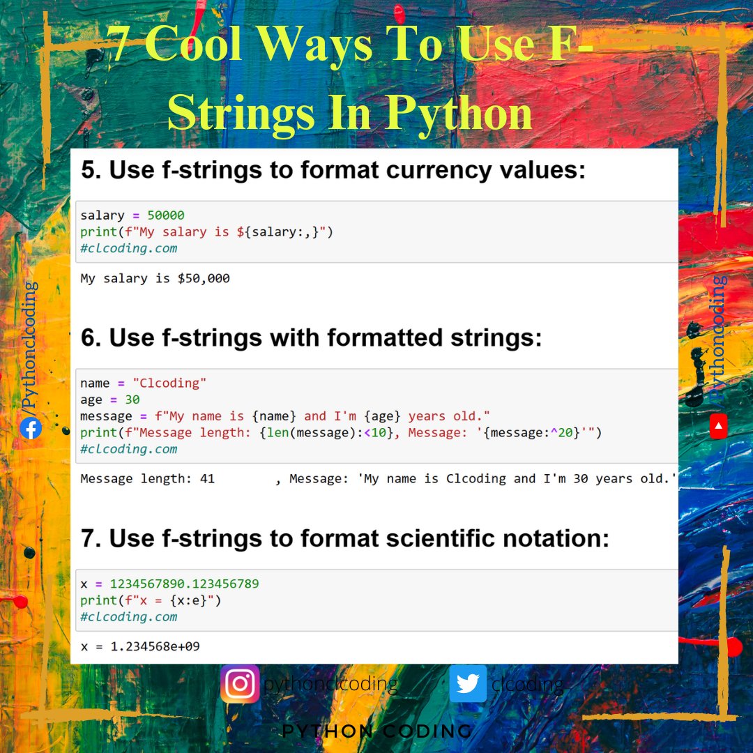 7 Cool Ways To Use F Strings In Python 1 Thread From Python Coding Clcoding Rattibha