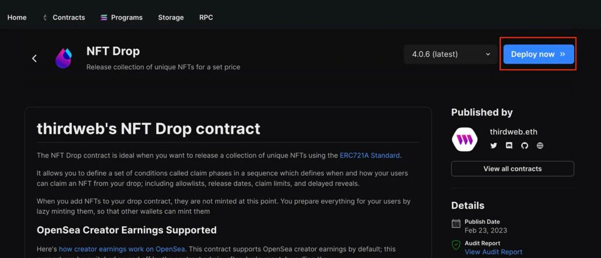 Phạm Ninh on Twitter: "Bước 2: Truy cập trang web https://thirdweb.com/thirdweb.eth/DropERC721 ...
