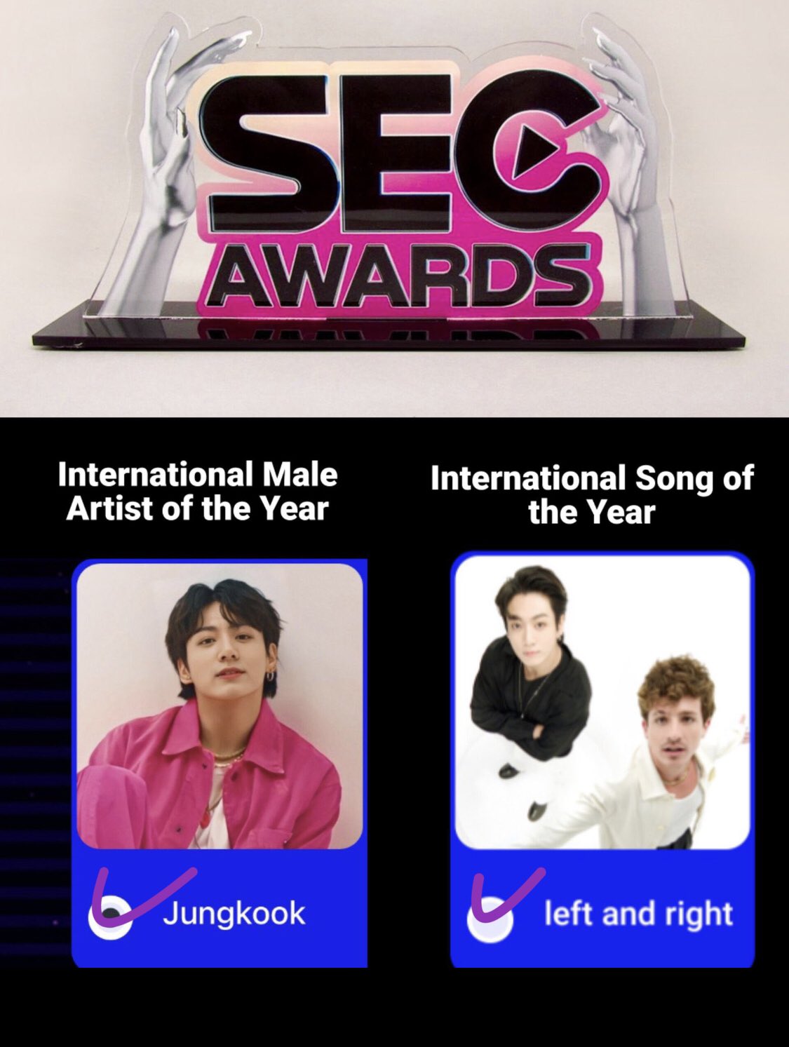 JK DAILYʲᵏ on Twitter: "[VOTE] JUNGKOOK is nominated in 2 categories at the SEC Awards 🇧🇷 for ...