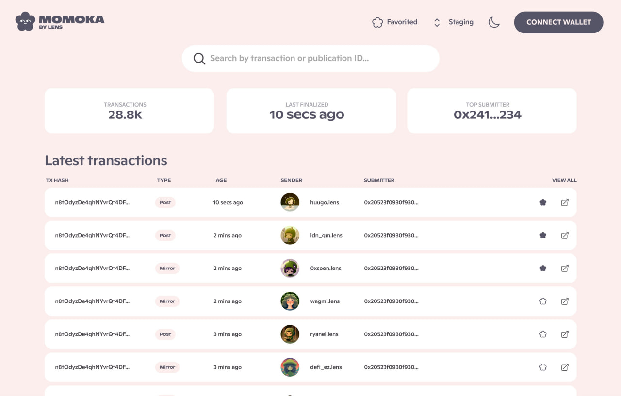 . on Twitter: "To make it easier to find any transaction made with Momoka, we built the Momoka ...