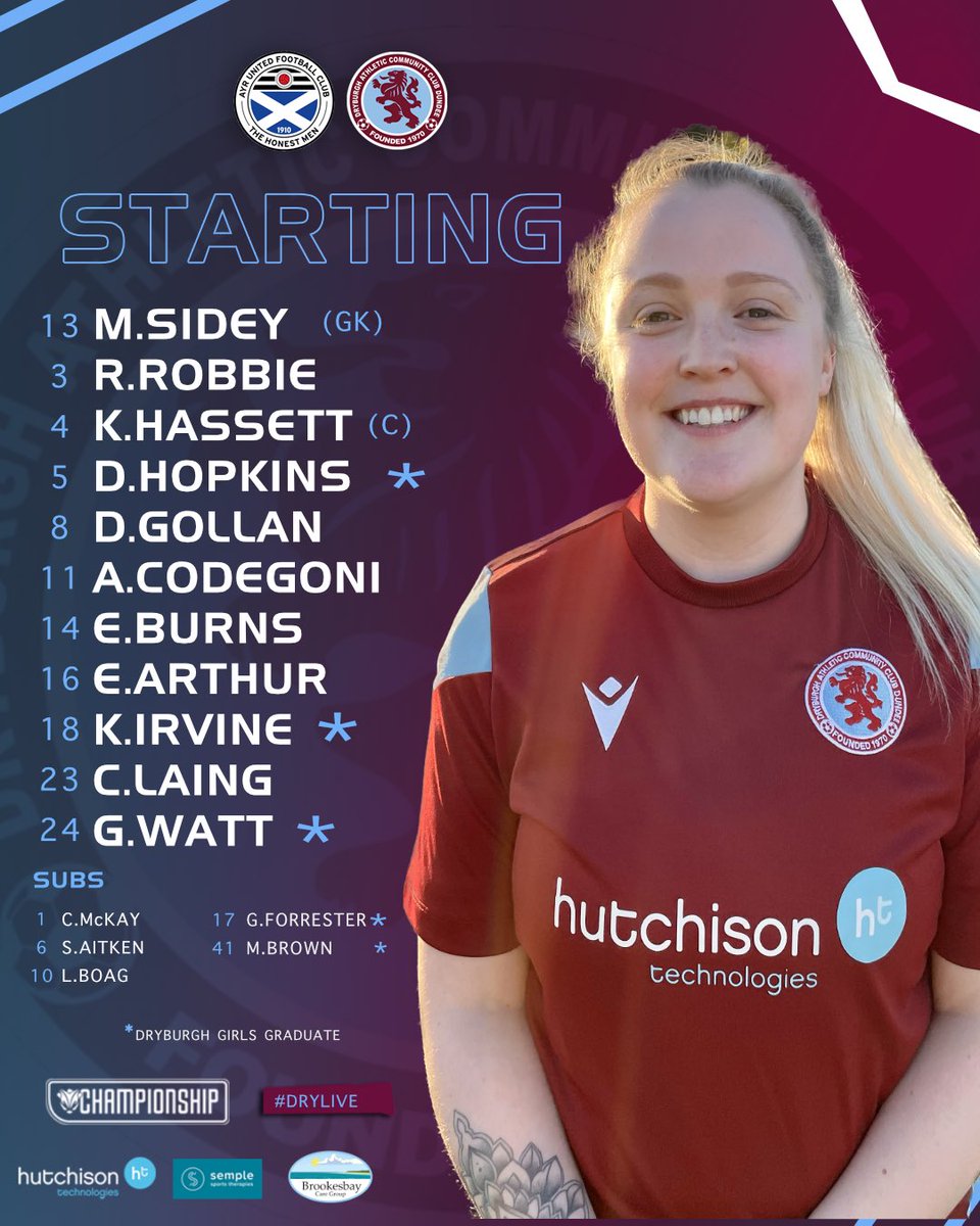 Dryburgh Athletic Girls & Women on Twitter: "📋𝙏𝙚𝙖𝙢 𝙉𝙚𝙬𝙨👇🏻 Here’s our line up for todays ...