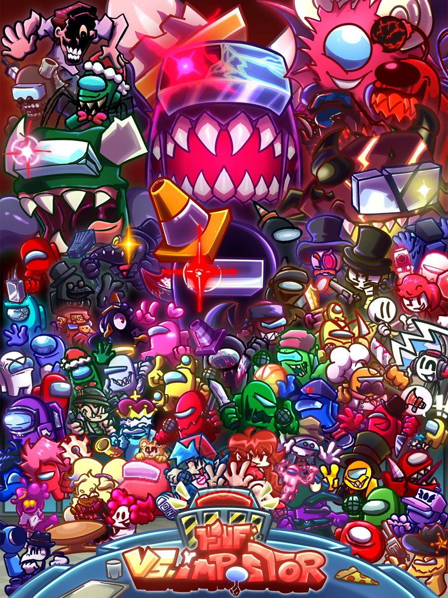 KaosKurve Art on Twitter: "FNF: VS IMPOSTOR V5 POSTER UPDATE!!! Now including the new content in ...