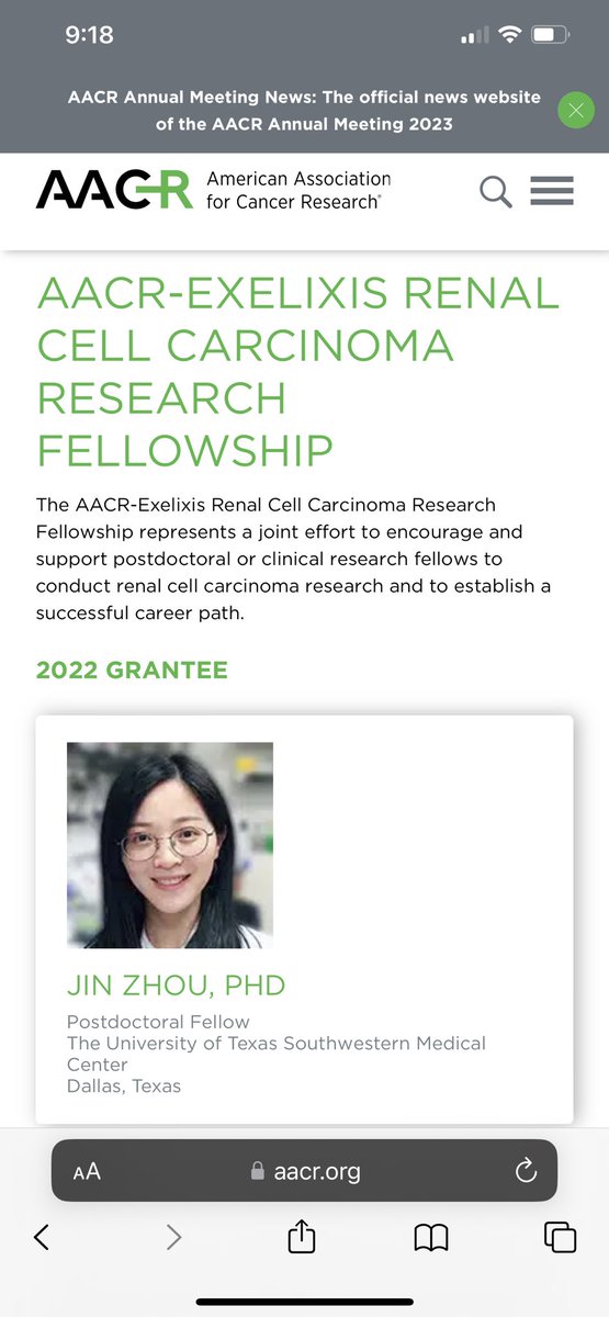 Qing Zhang on Twitter: "Super proud to attend #AACR23 grant award ceremony in recognition of my ...