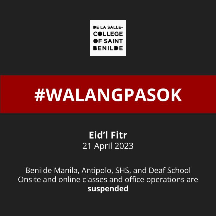 Walang Pasok! on Twitter: "Onsite and online classes and office operations in Benilde Manila ...