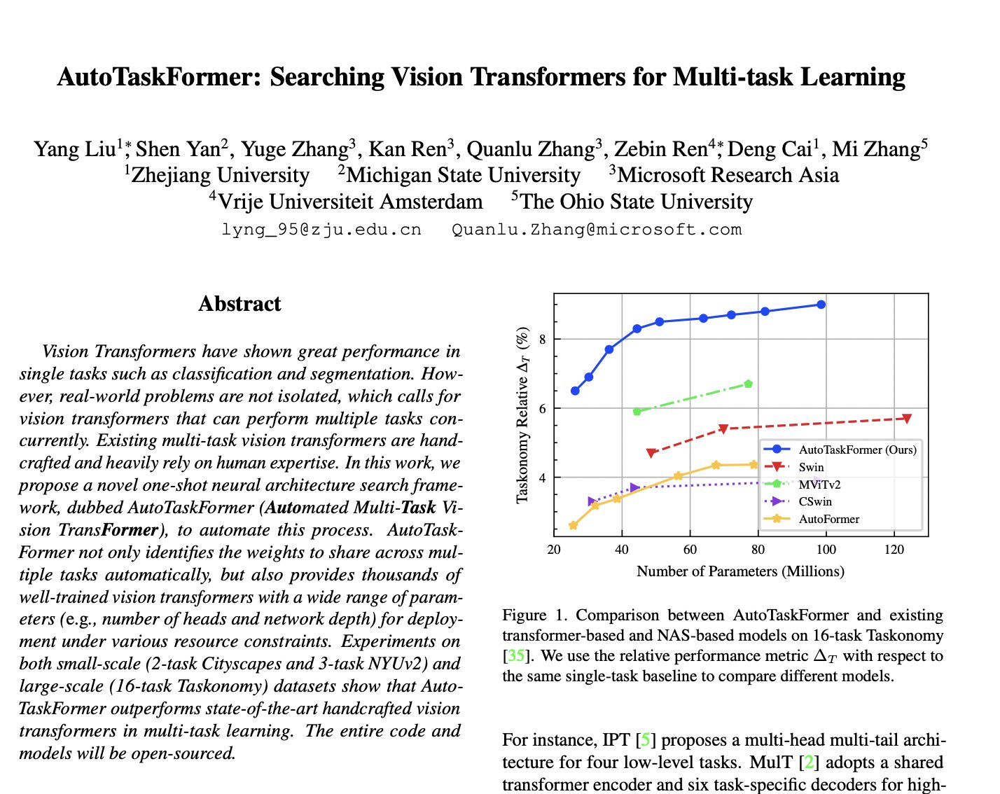 AK on Twitter: "AutoTaskFormer: Searching Vision Transformers for Multi-task Learning abs: https ...