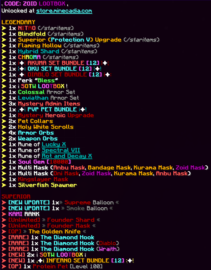 Minecadia 🐰 on Twitter: "The brand new CODE: ZOID Lootbox for Kitmap Kodai has been released on ...