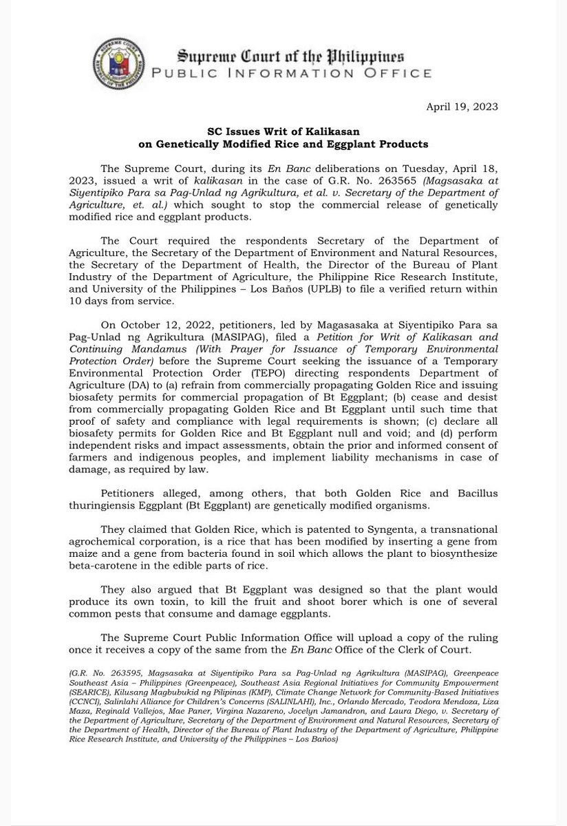 ABS-CBN News on Twitter: "Nag-isyu ng Writ of Kalikasan ang Korte Suprema para ipatigil ang ...