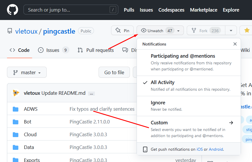 Vincent Le Toux (Paris, France) on Twitter: "How to get alerted when a new #PingCastle release ...