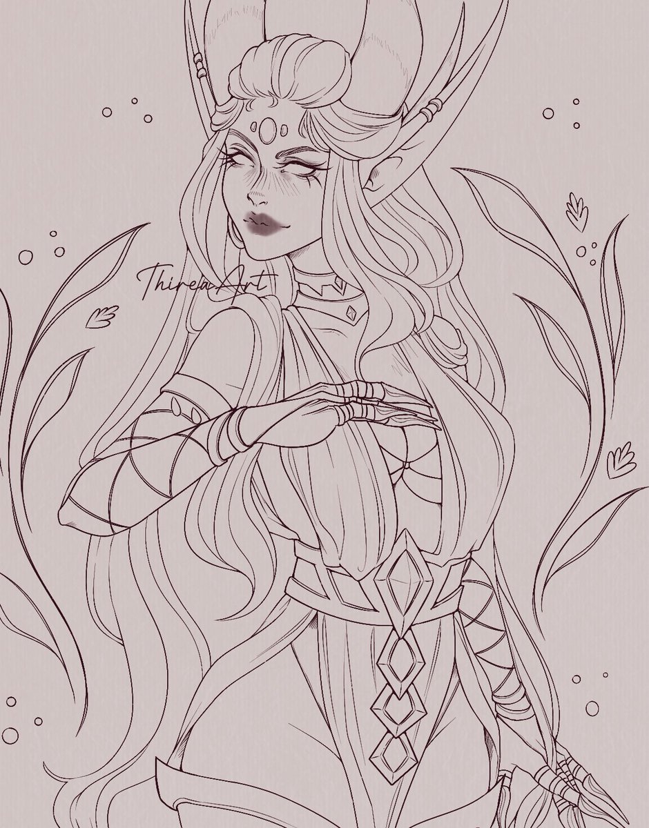 Thirea ｡･ﾟﾟ･ On Ko-fi and Patreon ･ﾟﾟ･｡ on Twitter: "Lineart WIP~ 🧡"