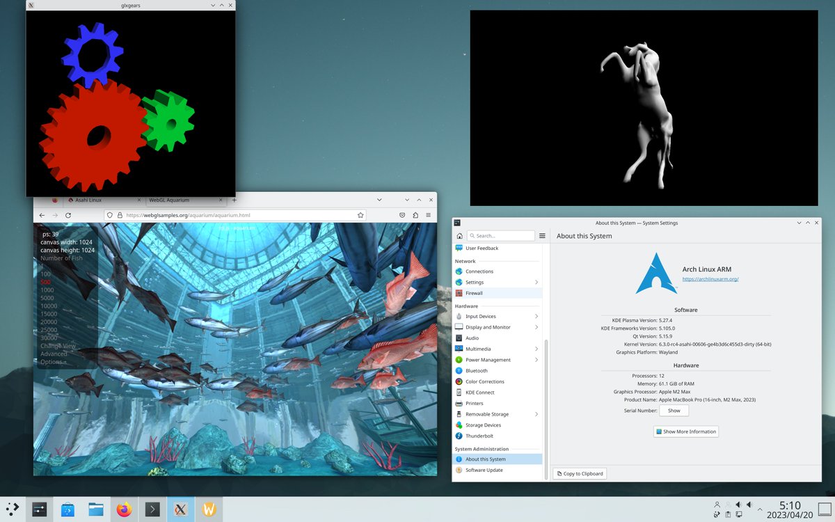 Asahi Lina / 朝日リナ // @lina@vt.social on Twitter: "🚀 KDE Plasma works on the Apple M2 MAX!!! 🚀 ...