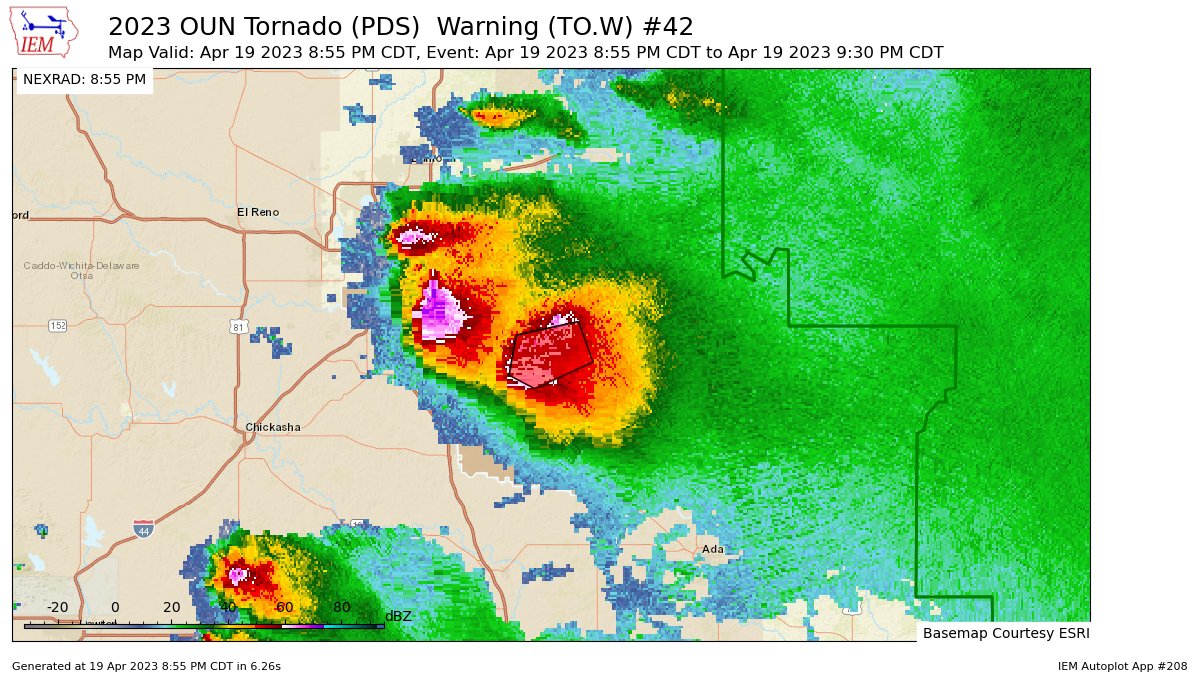 iembot_pds on Twitter: "OUN issues Tornado Warning (PDS) [tornado: OBSERVED, damage threat ...