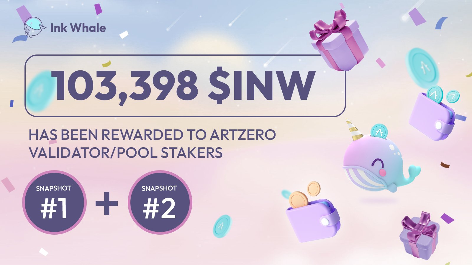 Ink Whale on Twitter: "103,398.44744 $INW has been distributed to ArtZero Validator/Pool stakers ...