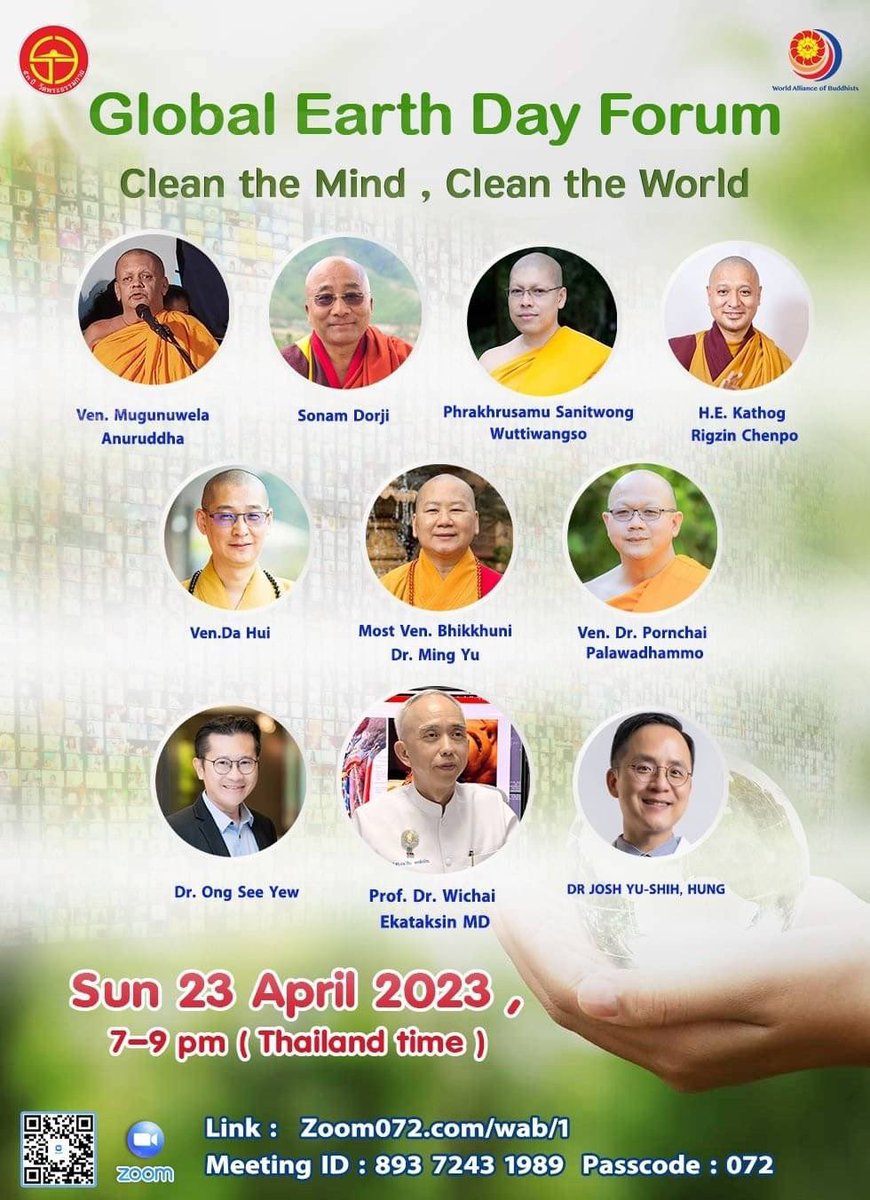 Phra Sanitwong ๏ ๛🌏 on Twitter: " : Global Earth Day Forum Clean the Mind , Clean the World Sun ...