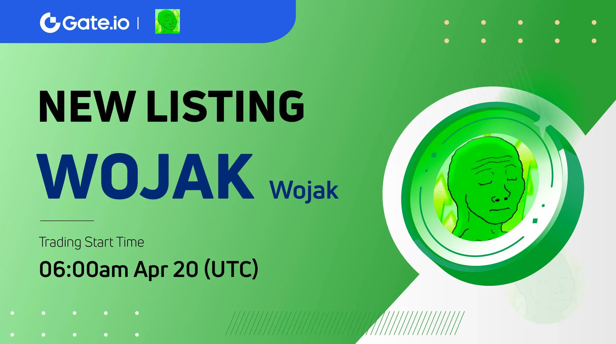 Gate.io on Twitter: "🎉 https://t.co/8kWqgEeplL New Listing: $WOJAK @wojakcoineth Trading Pair ...