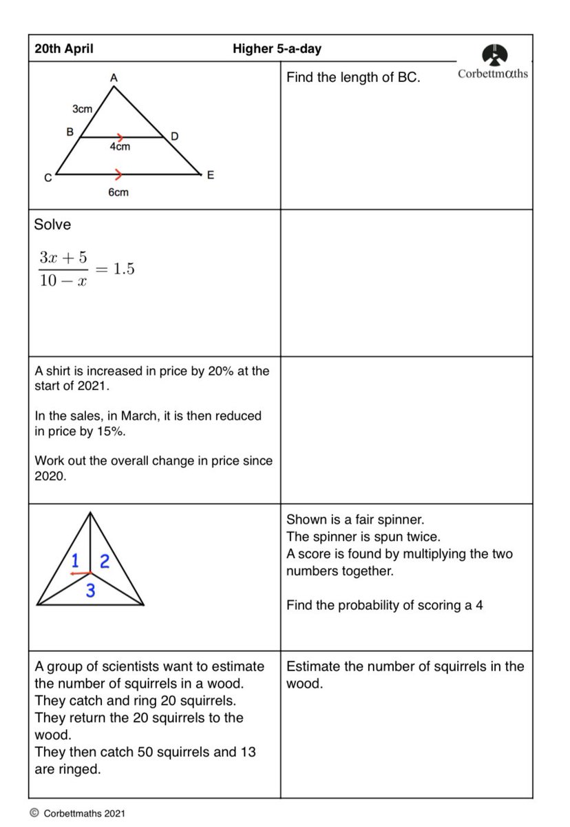 Corbettmaths on Twitter: "Studying for Higher GCSE Maths? Try today's Foundation Plus, Higher ...