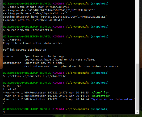 OpenZFS on Windows on Twitter: "Plumbing the new #openzfs file clone-block feature on #Windows ...