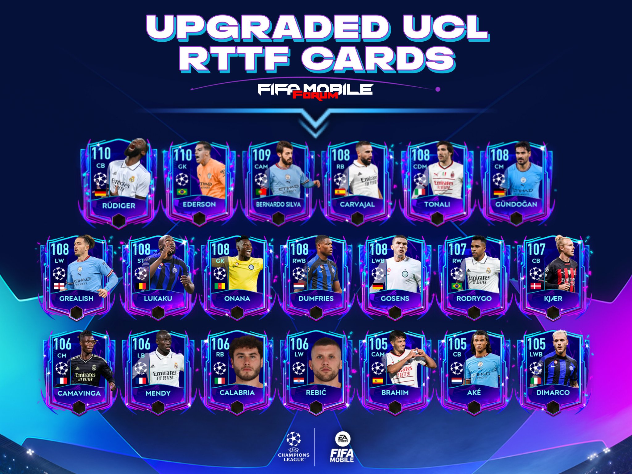 FIFA MOBILE FORUM on Twitter: "ALL UPGRADED UCL RTTF 🏆 CARDS Their teams have advanced through ...