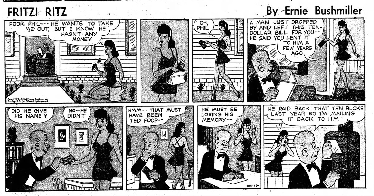 Nancy Comics by Ernie Bushmiller on Twitter: "40’s, Fritzi Ritz By Ernie Bushmiller 8-31-47"