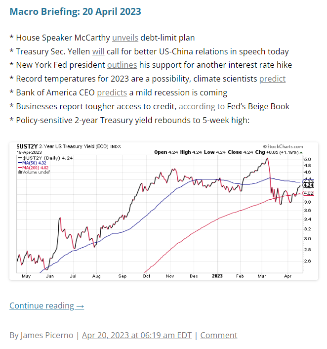 James Picerno on Twitter: "Macro Briefing: 20 April 2023: https://capitalspectator.com/macro ...