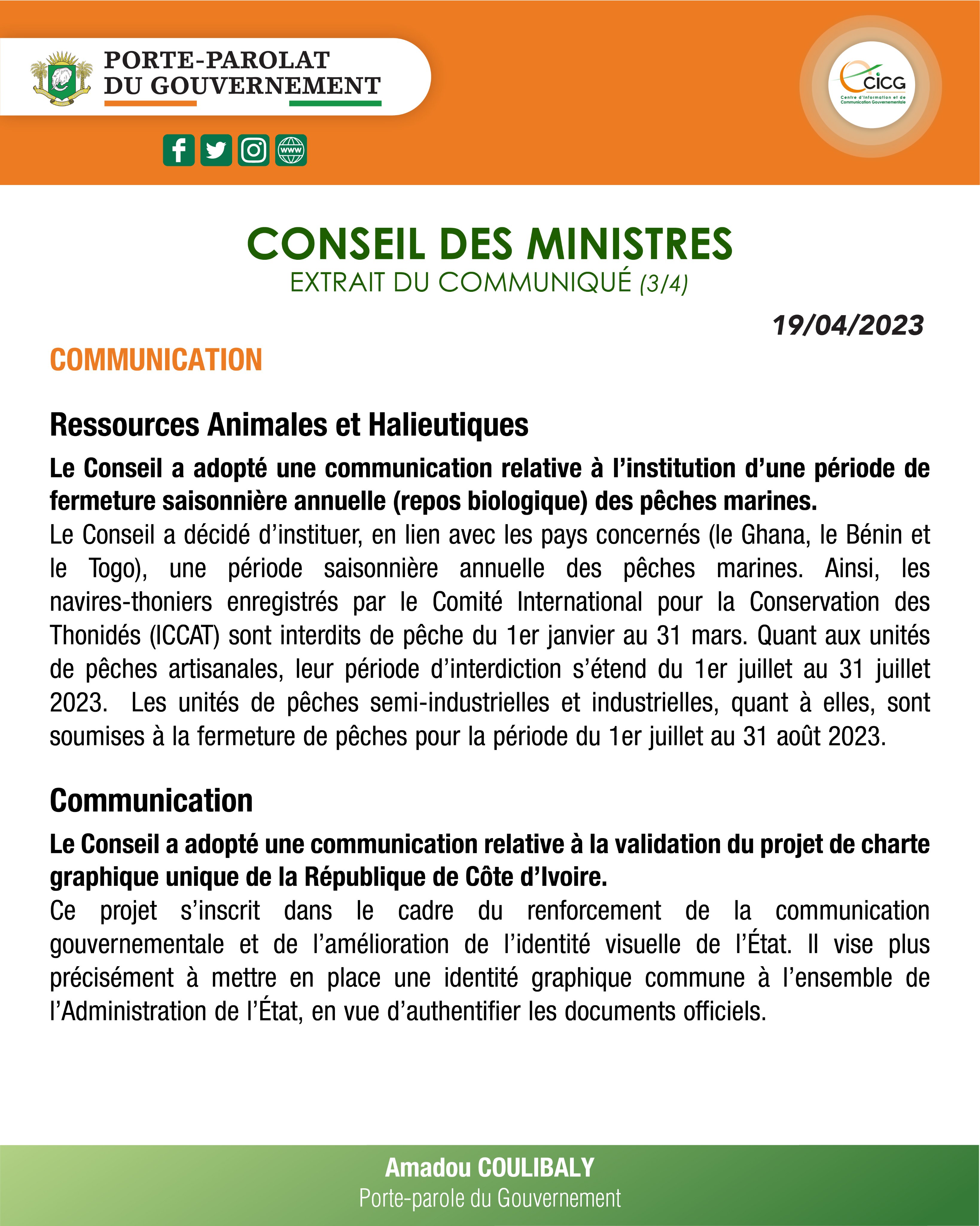 RTI Info on Twitter: "Ce qu'il faut retenir du Conseil des Ministres du 19 avril 2023. (@Gouvci ...