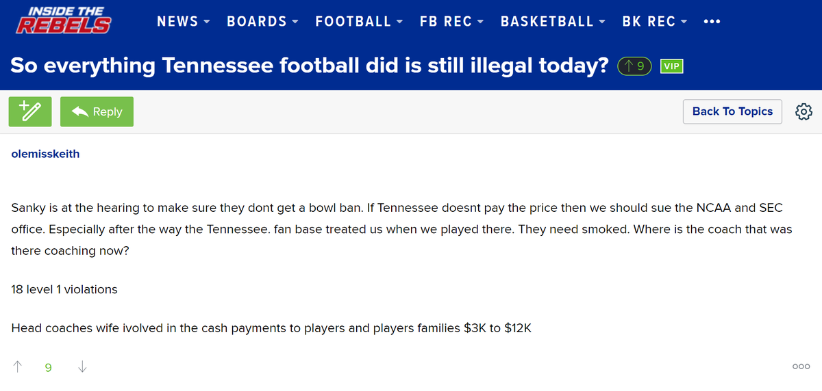 Message Board Geniuses on Twitter: "If the NCAA doesn't punish #Tennessee then #OleMiss needs to ...