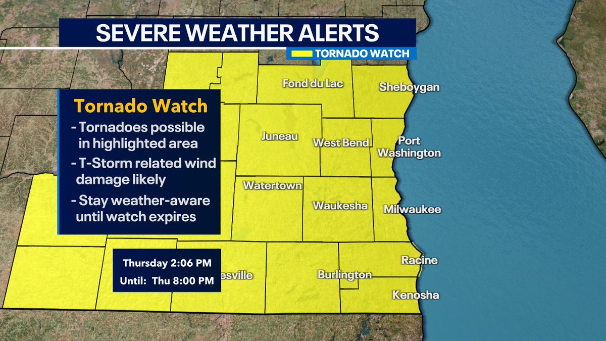 Fox6 Weather On Twitter A Tornado Watch Has Been Issued For Parts Of