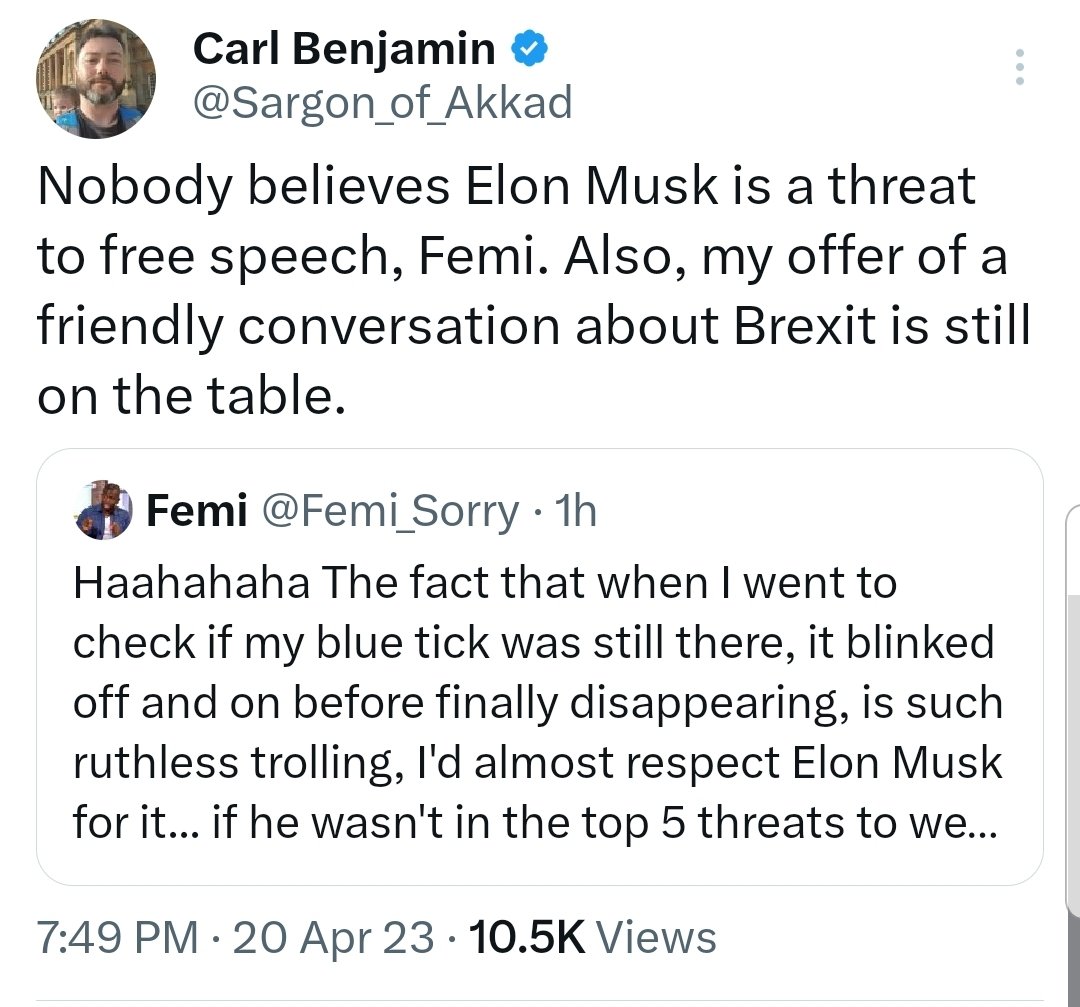 Carl Benjamin on Twitter: "He blocked me. I'd been nothing but polite to him, too."