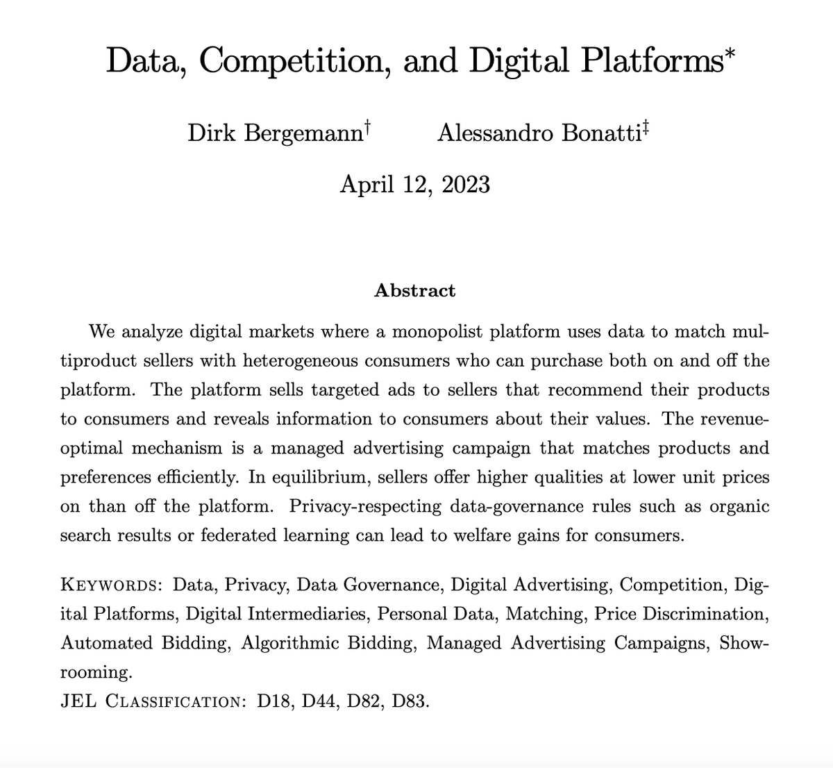 Cowles Foundation on Twitter: "The role of data in shaping competition in online markets has ...