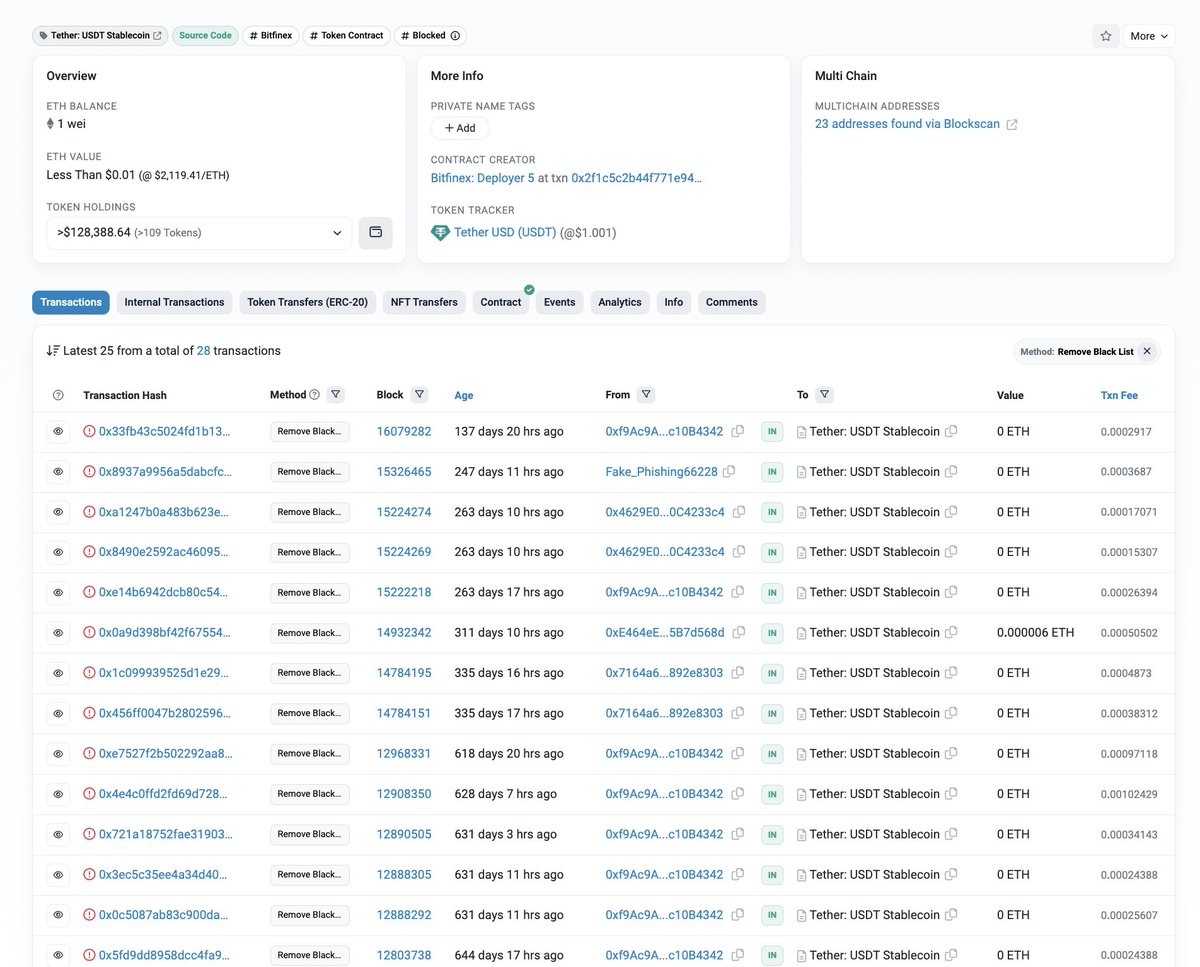 Thread By @stableunitdao - In 2021 Tether froze a wallet but the ev..
