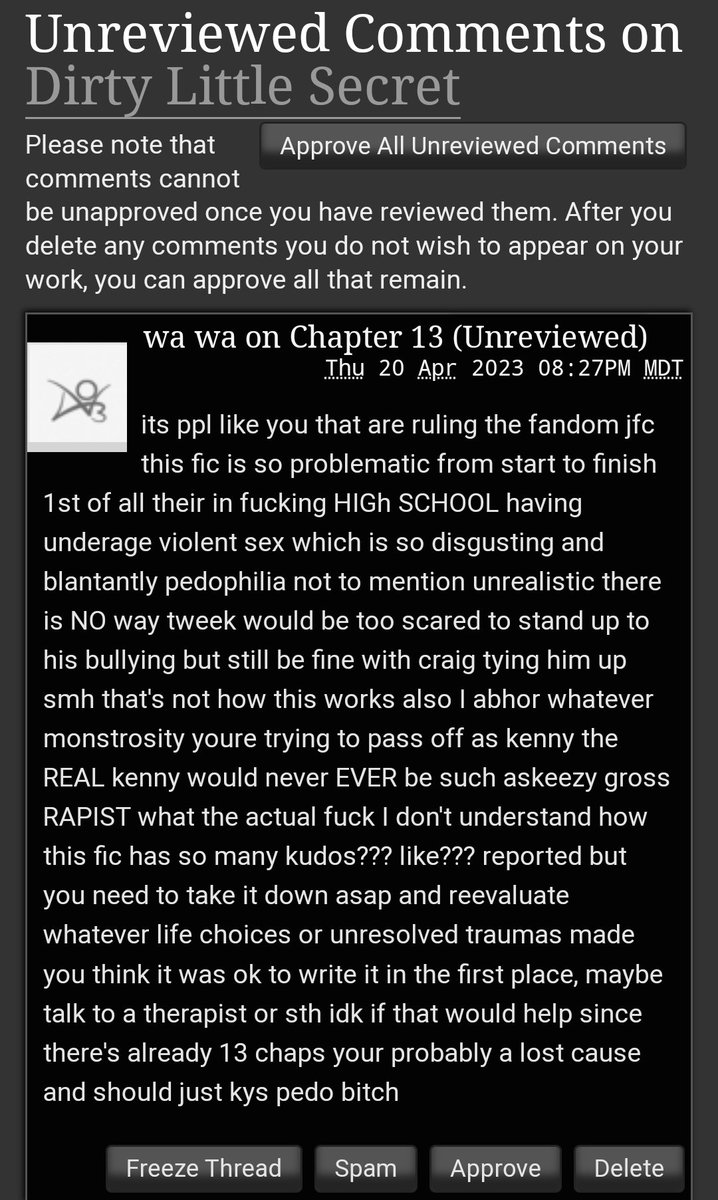 LadyFeldspar wonderspar is my everything on Twitter: "And this is why I have comment moderation ...