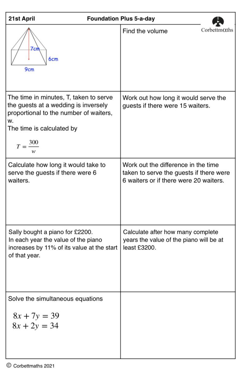 Corbettmaths on Twitter: "Studying for Foundation GCSE Maths? Try today's Foundation or the ...