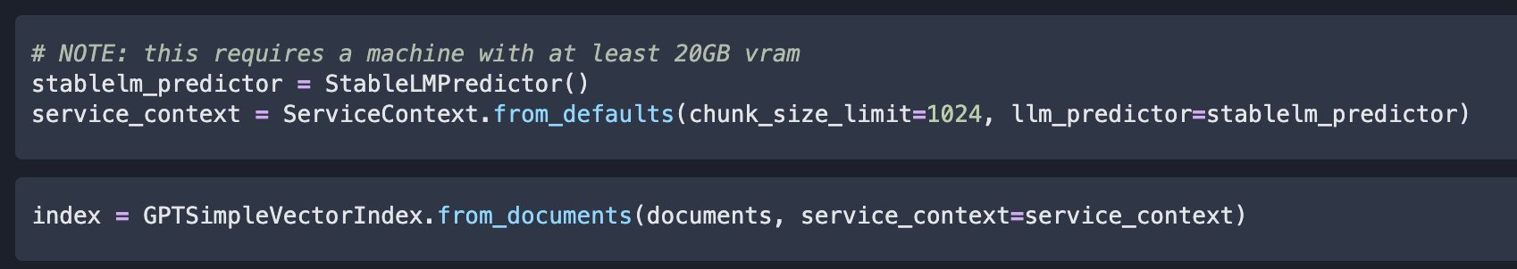 Jerry Liu on Twitter: "LlamaIndex 🦙 StableLM (@StabilityAI) We loaded in stablelm-tuned-alpha-3b ...
