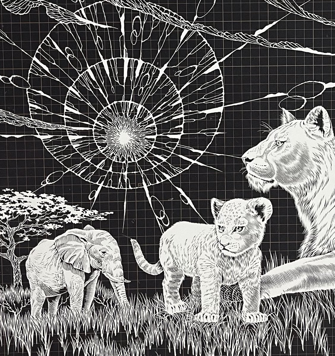 「思ったより太陽に見える #切り絵 」切り剣Masayoの漫画